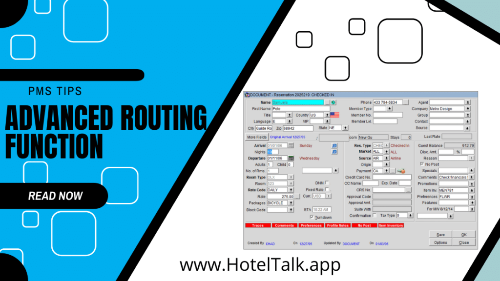 Opera PMS / Oracle Opera - Hidden Advance routing functionality ...