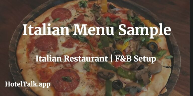 Italian Restaurant Menu Sample - HotelTalk - For Hoteliers | Guests ...